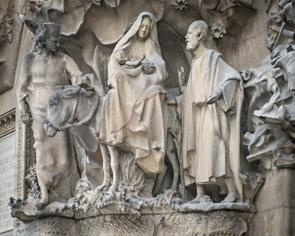 What scenes are on the Nativity façade?