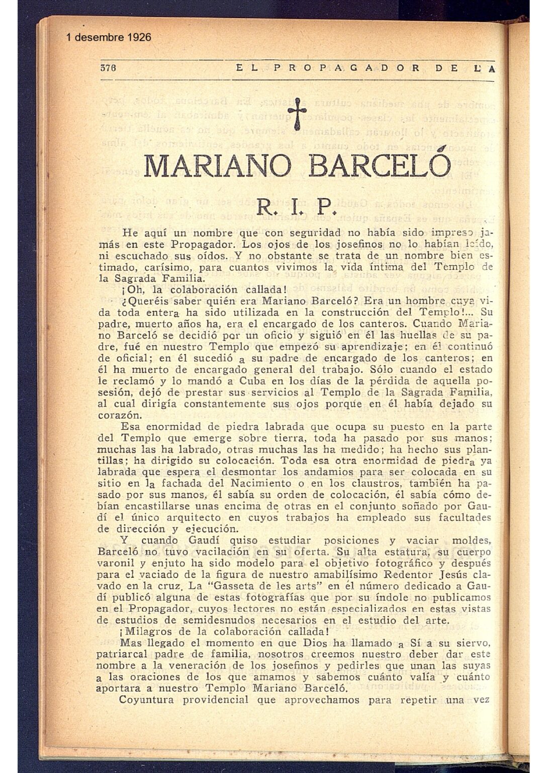 Mariano Barceló: the history of the baldachin model